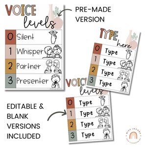 Boho Vibes Voice Noise Level Display | EDITABLE Classroom Teacher ...