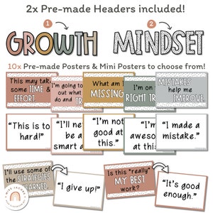 SPOTTY BOHO Growth Mindset Posters | Neutral Rainbow Classroom Decor ...