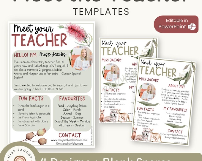 Meet the Teacher Templates | Editable AUSTRALIANA Decor - Etsy