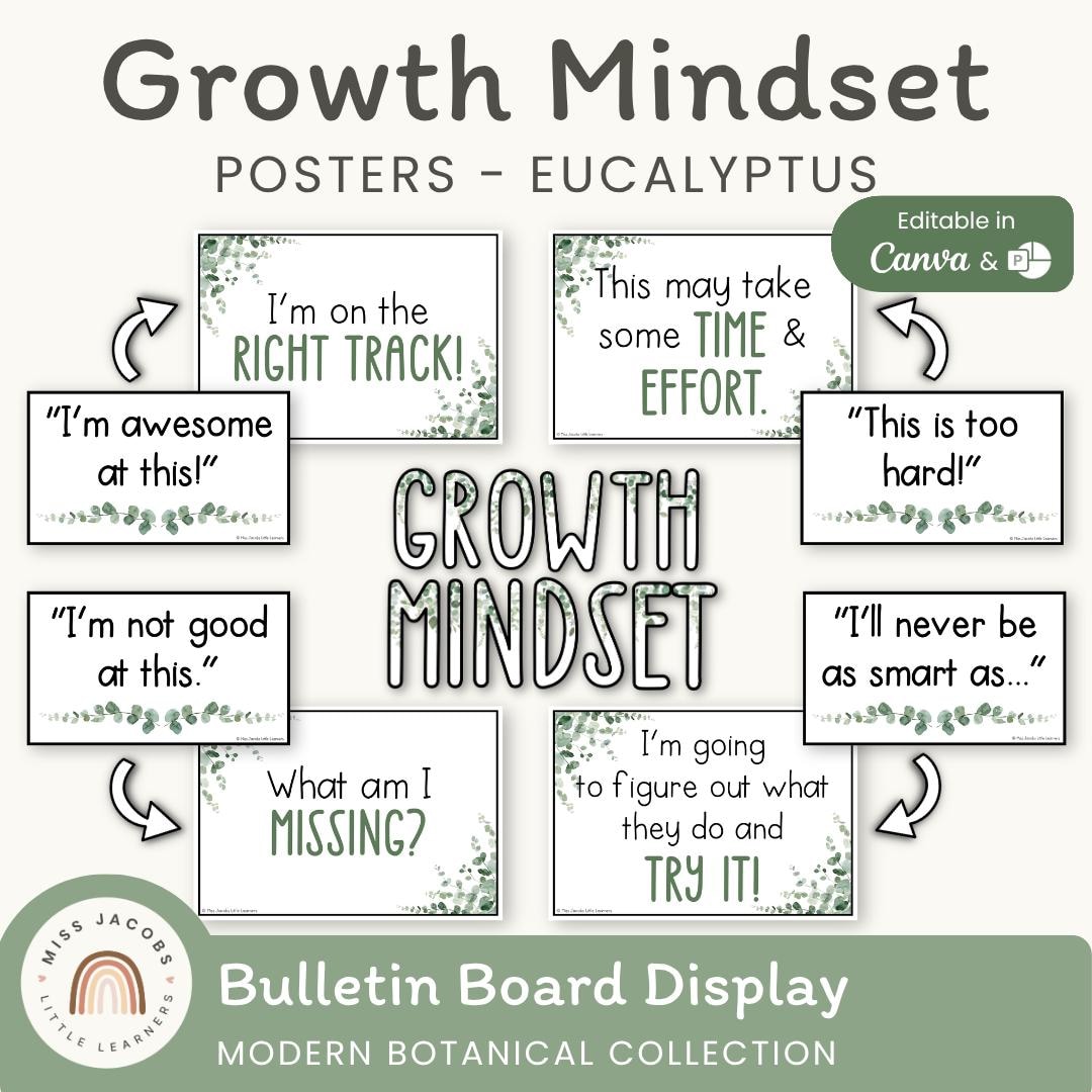 Growth Mindset Vs Fixed Mindset Posters, Printable SEL Bulletin Board ...