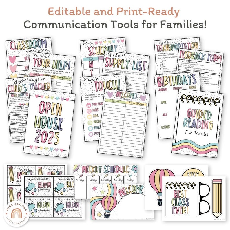 Open House Forms Bundle Spotty Pastel, Back to School Night Templates ...