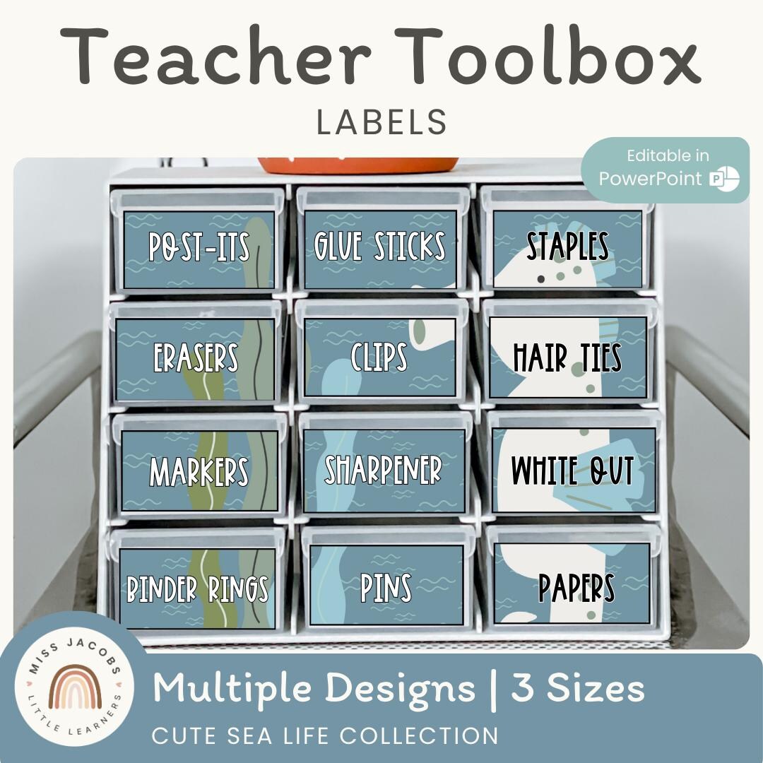 Teacher Toolbox Labels | Cute Sea Life Classroom Decor | Editable - Etsy