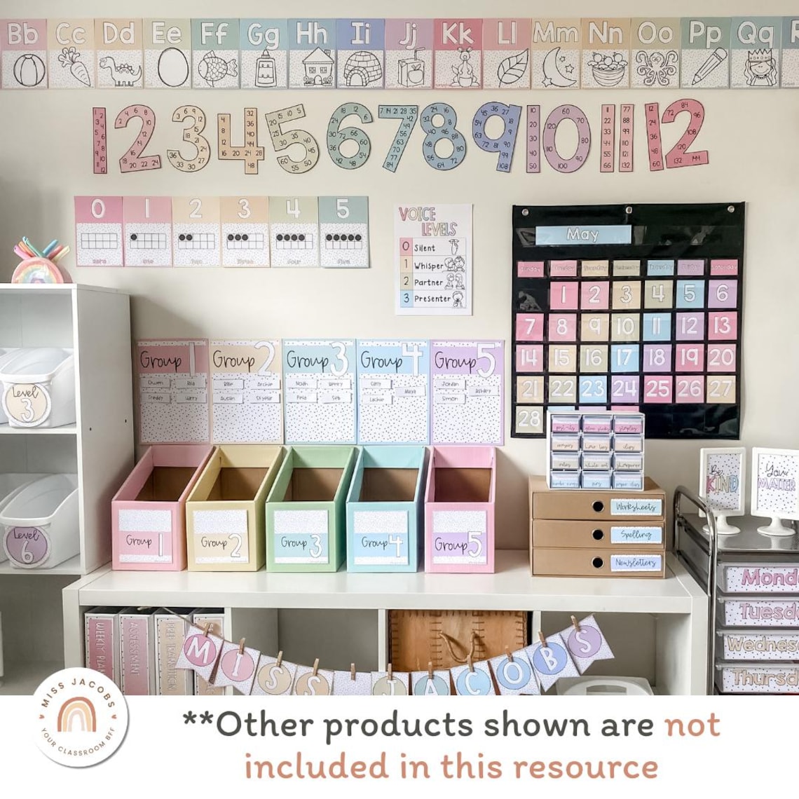 Skip Counting | Multiples Large Number Display | Muted Rainbow ...