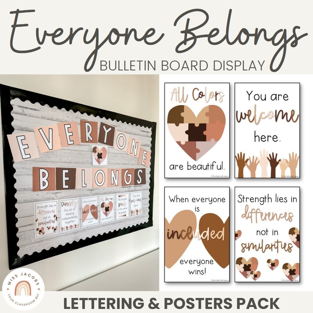 Everyone Belongs Bulletin Board | Diversity Display | Neutral Classroom ...