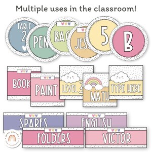 Classroom Labels | SPOTTY PASTELS Classroom Decor | Editable - Etsy