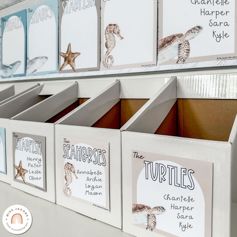 Reading Group Organizers & Labels | Modern Ocean Classroom Decor ...