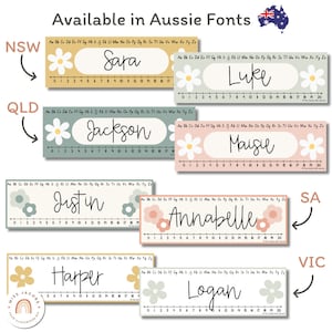 Student Desk Plates and Supply Labels | Daisy Gingham Neutrals ...