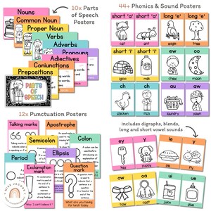 CUTESY English Classroom Posters Bundle (set of 12), Prek to Grade ...