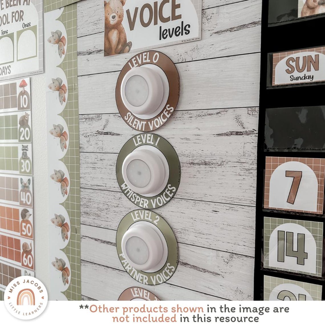 Woodland Voice Levels Chart, Printable Noise Level Meter Classroom ...