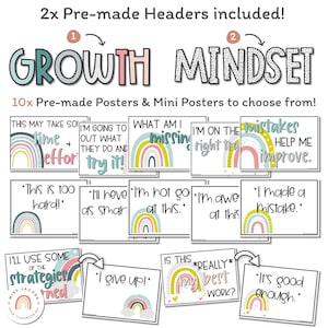 MODERN RAINBOW Growth Mindset Display | Calm Colors Classroom Decor - Etsy