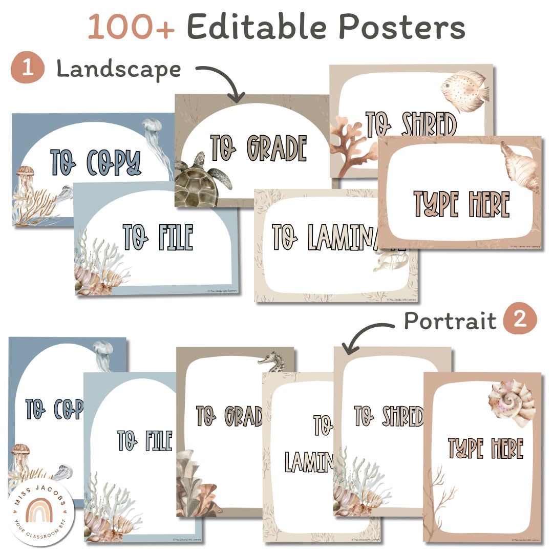 Editable Classroom Posters | Modern Ocean Classroom Decor - Etsy Australia