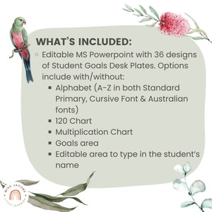 Student Name Tags & Goals Desk Plates | Australiana Classroom Decor ...
