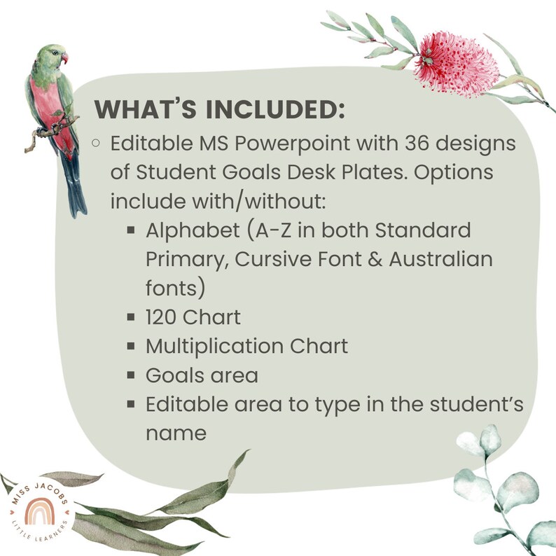 Student Name Tags & Goals Desk Plates | Australiana Classroom Decor ...