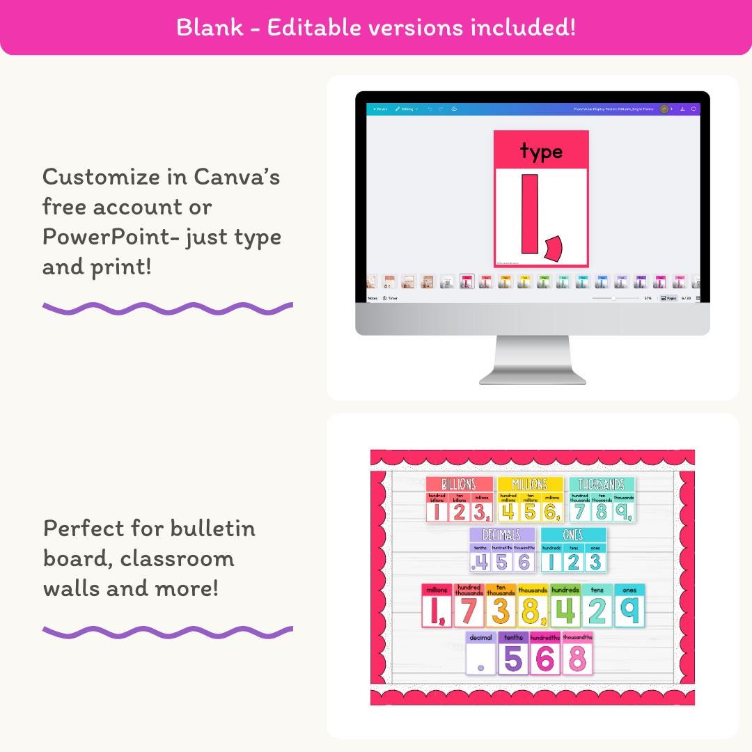 Place Value Display Posters | RAINBOW BRIGHTS - Etsy