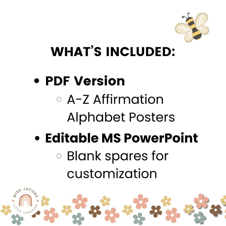 Affirmation Alphabet Posters, Daisy Gingham Prints Classroom Wall Decor ...