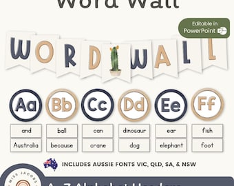 Boho Plants Alphabet Word Wall, Vocabulary Word Cards Template ...