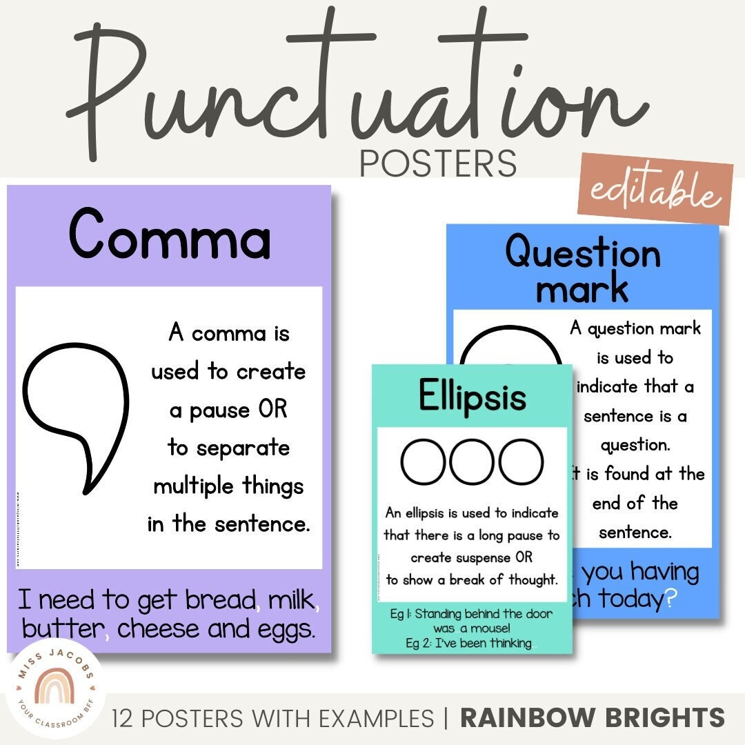 Punctuation Posters | RAINBOW BRIGHTS - Etsy