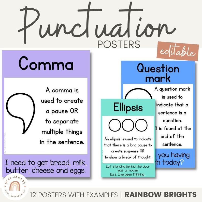 Punctuation Posters | RAINBOW BRIGHTS - Etsy