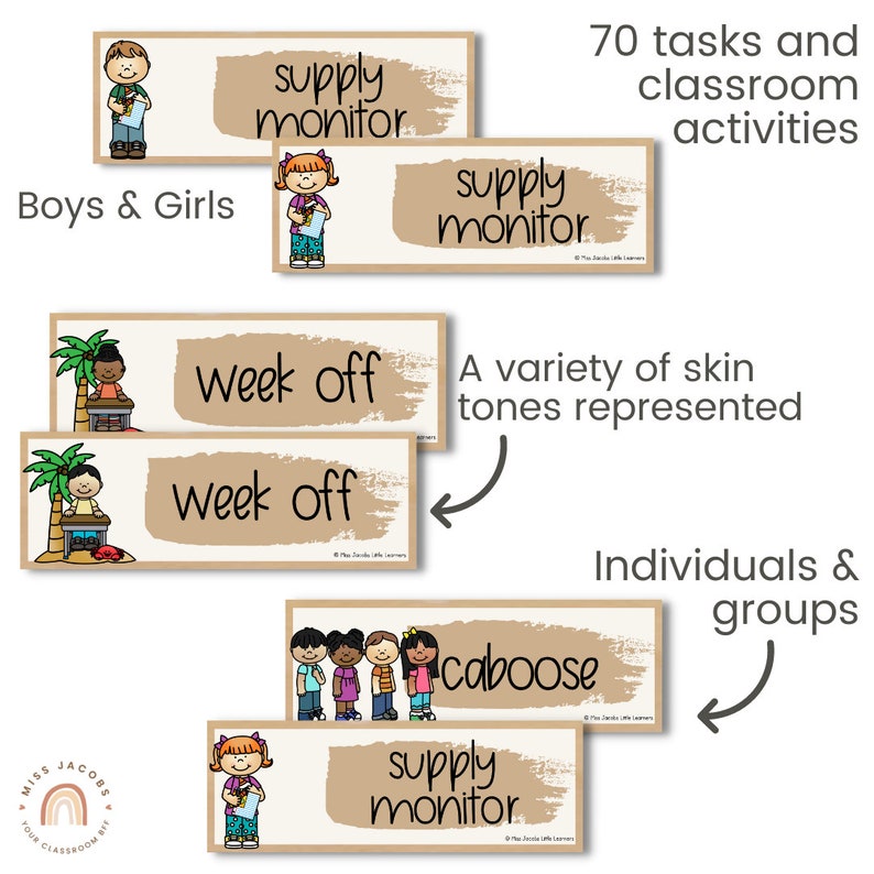 Modern Boho Plants Classroom Jobs Display | Editable Rustic Decor - Etsy