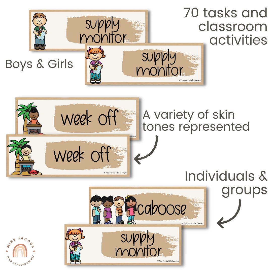 Modern Boho Plants Classroom Jobs Display Editable Rustic - Etsy