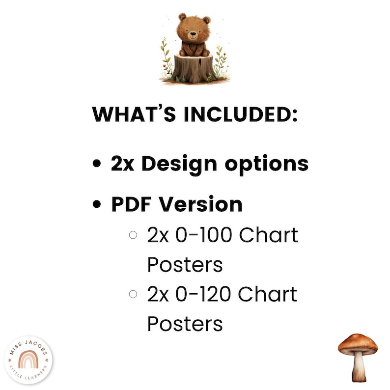 Hundreds Chart Printable, Woodland Theme 1–100 & 1–120 Neutral Math ...