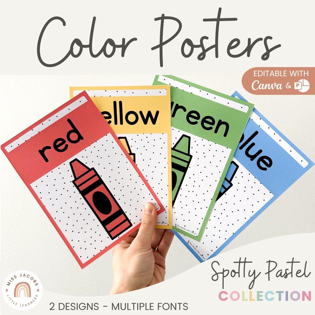 Spotty Color Posters | B&W Spotted Classroom Decor | Editable - Etsy