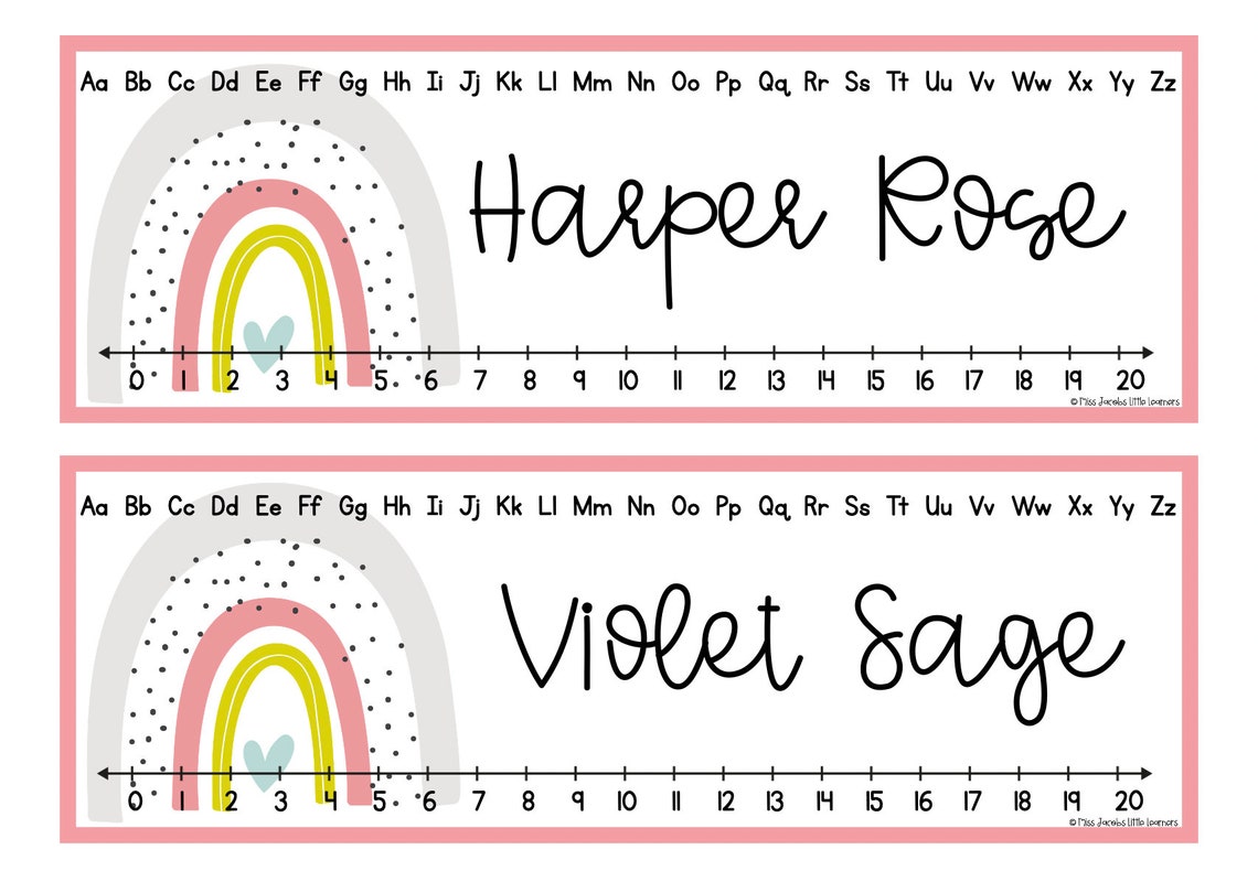 MODERN RAINBOW Student Desk Plate Name Tags Editable - Etsy UK