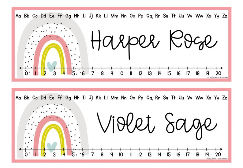 MODERN RAINBOW Student Desk Plate Name Tags Editable - Etsy