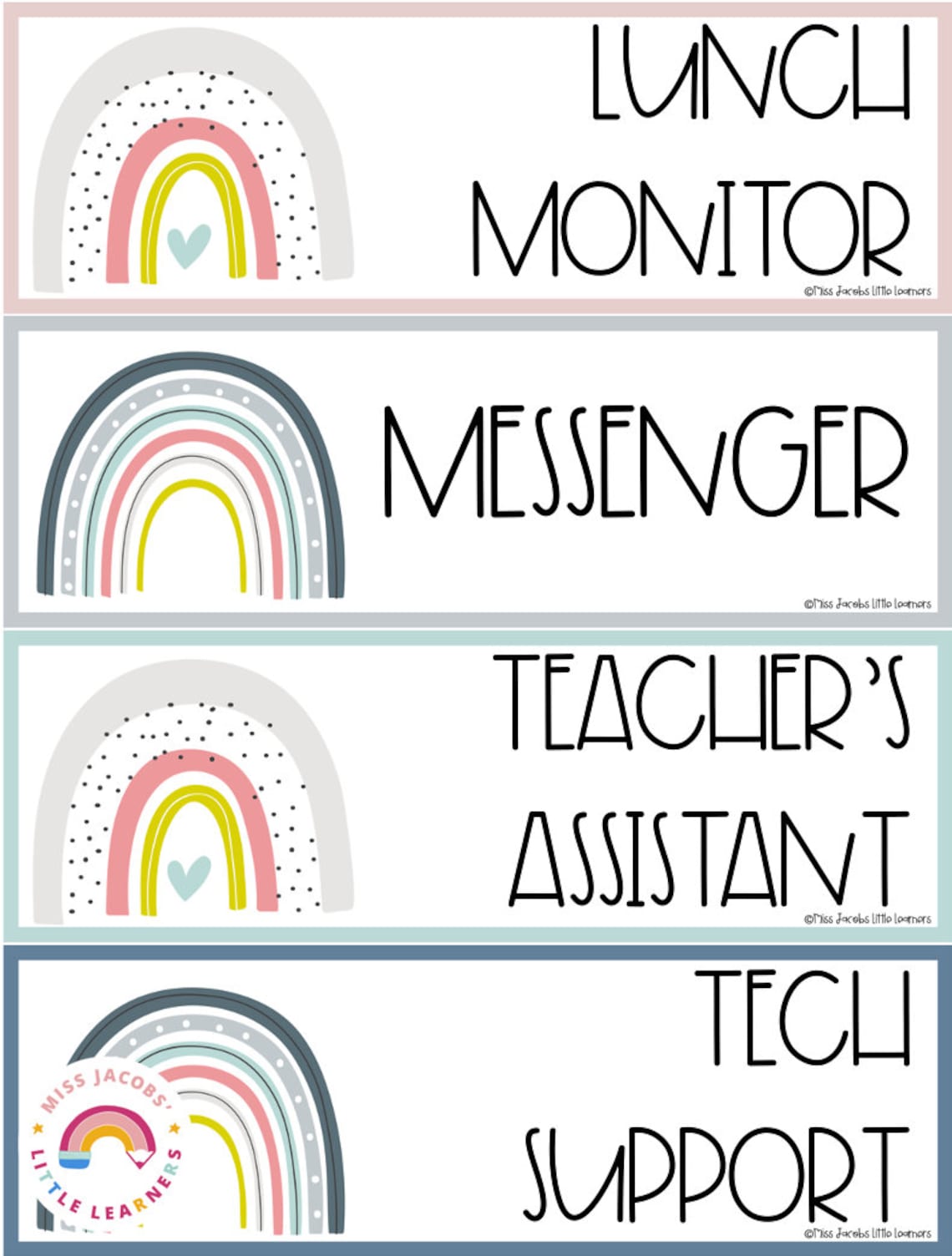 MODERN RAINBOW Classroom Jobs Display Editable Calm Colors - Etsy