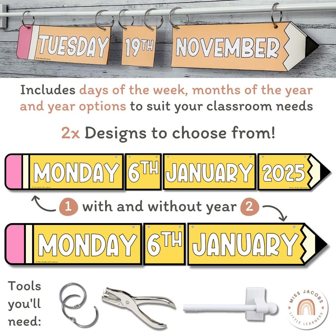 Cutesy Flip Calendar, Editable Classroom Flip Calendar Set, Printable ...