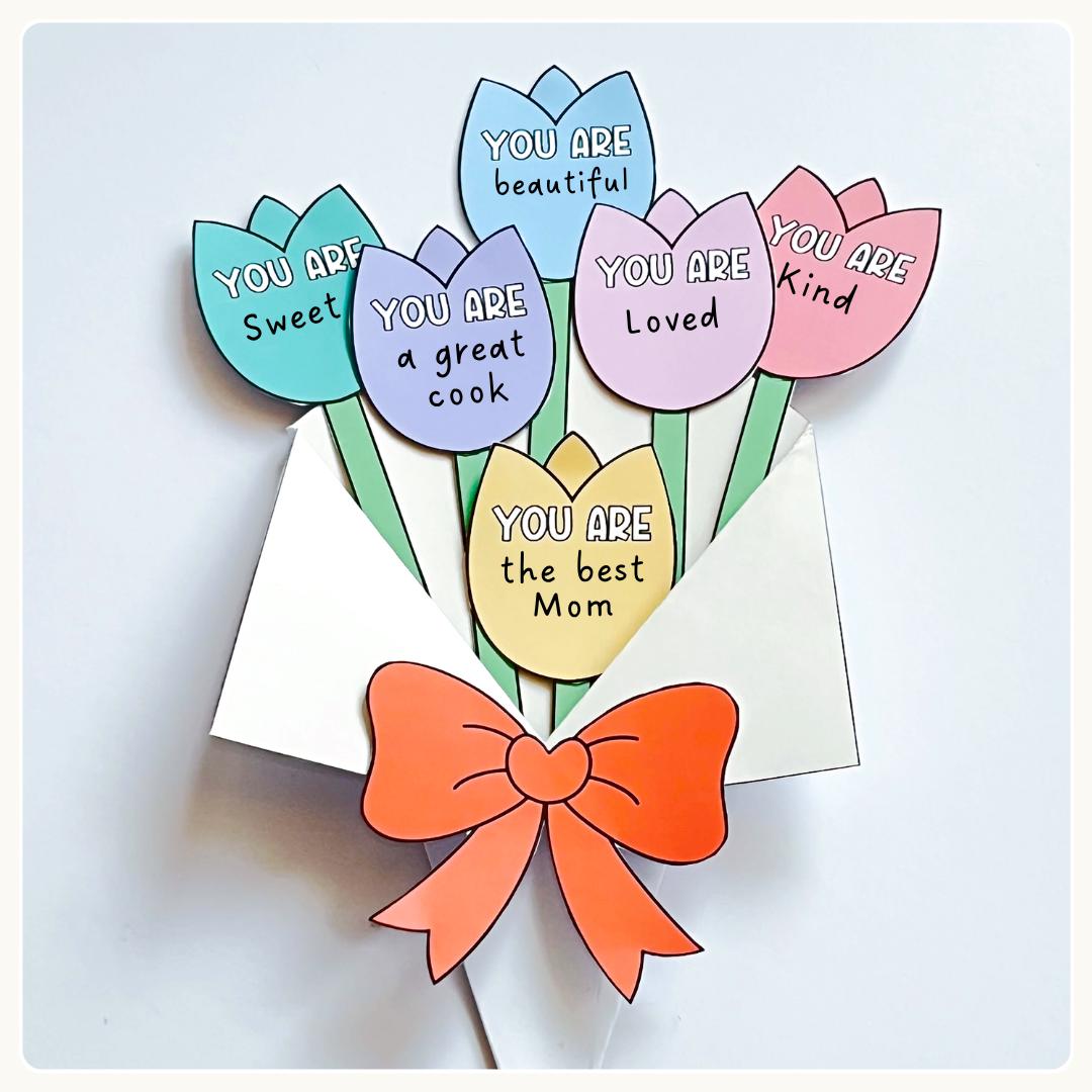 Tulip Flower Bouquet Mother’s Day Craft, Printable Keepsake Writing ...