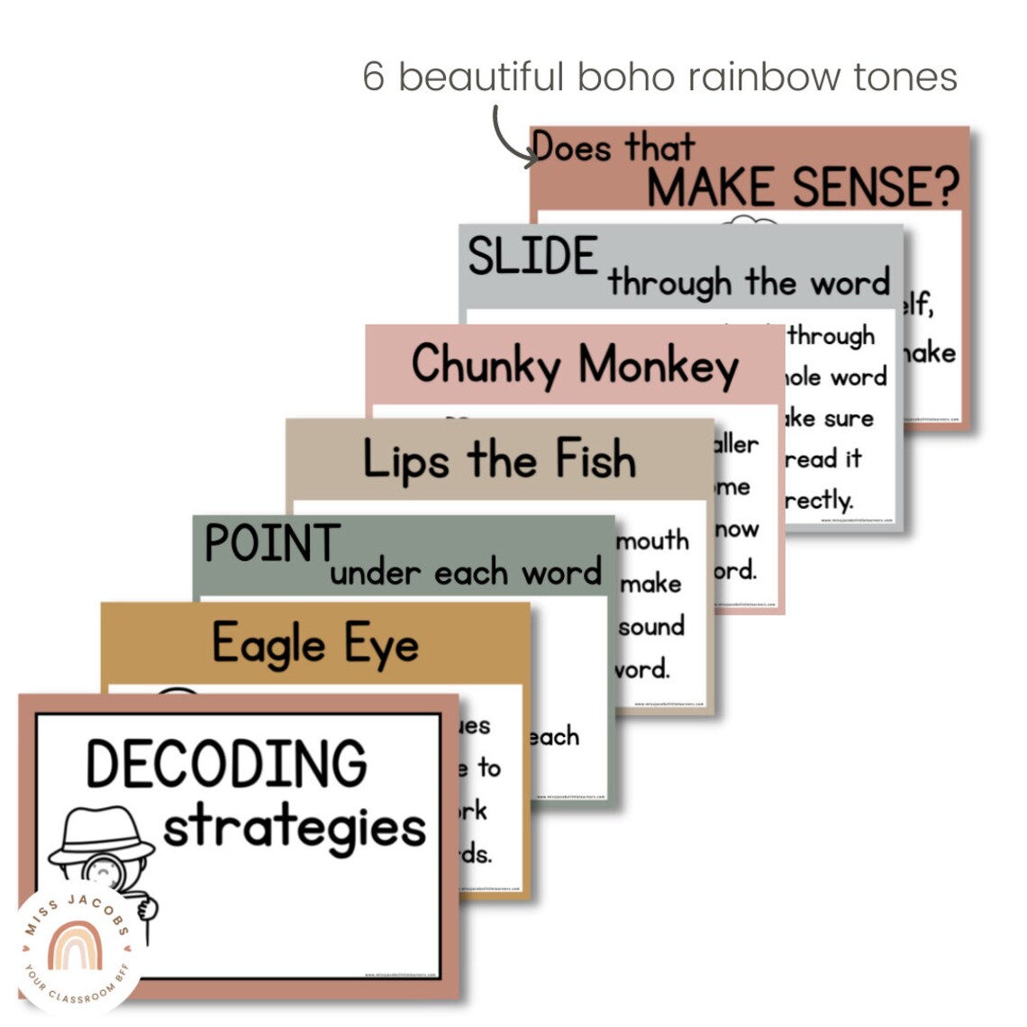 NEUTRAL Decoding Reading Strategy Posters Boho Color Palette - Etsy