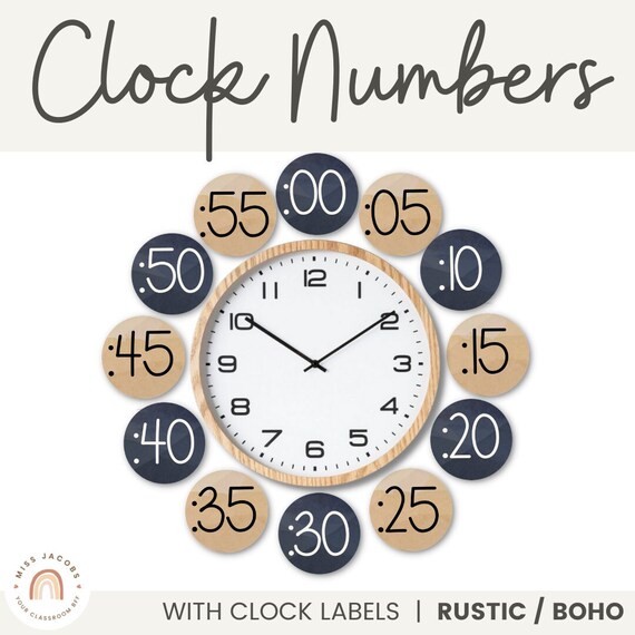 Modern Boho Clock Labels Rustic Clock Numbers - Etsy