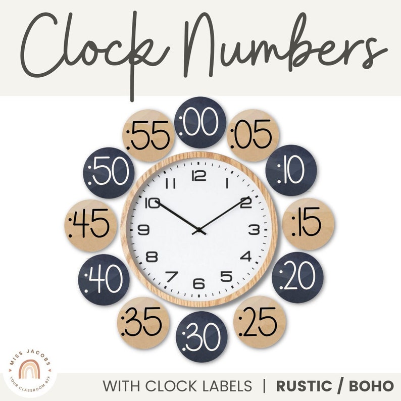 Modern Boho Clock Labels Rustic Clock Numbers - Etsy