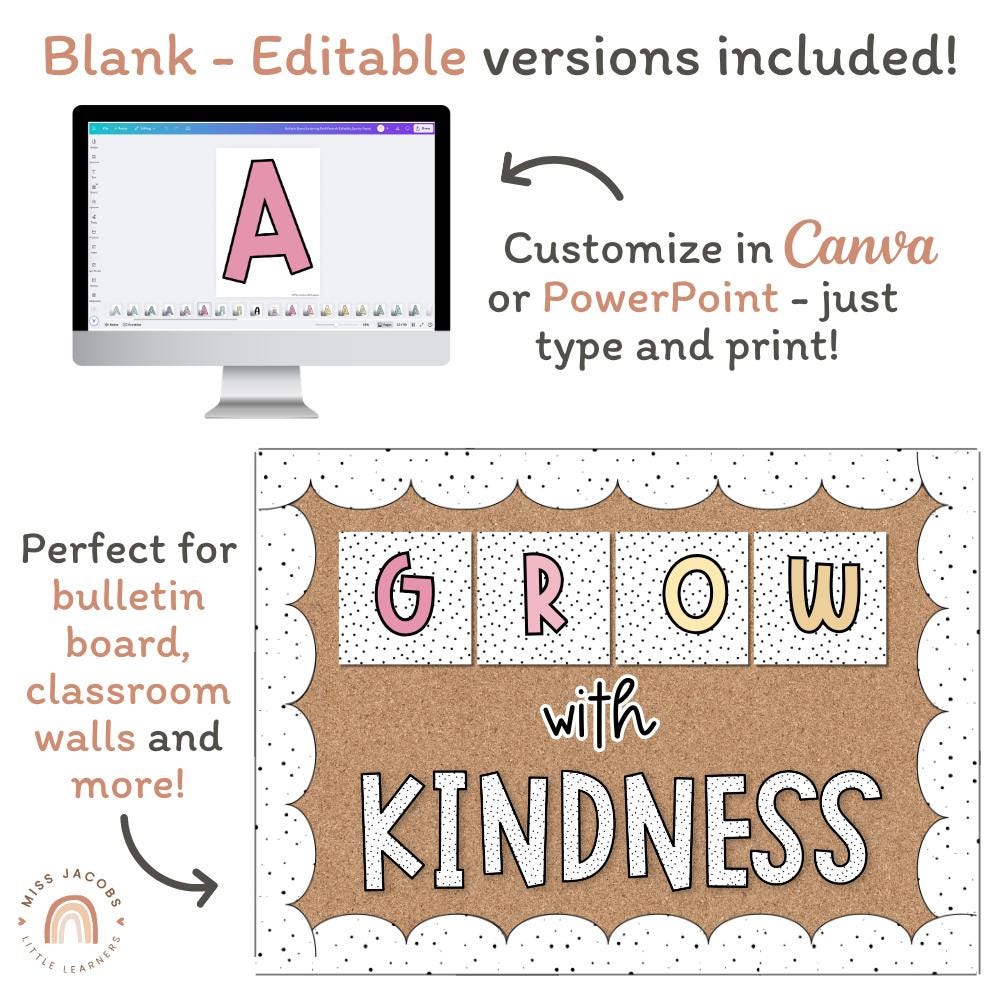 Groovy Bulletin Board Lettering Pack | Editable SPOTTY PASTEL Display ...