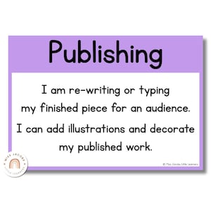 Cutesy Writing Process Posters, Printable ELA Anchor Charts, Colorful 5 ...