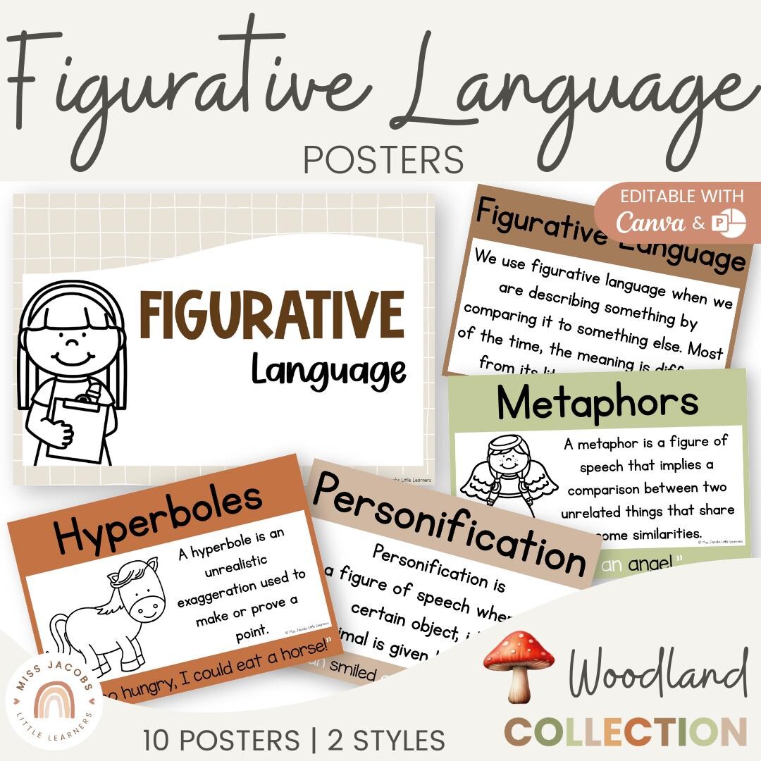Woodland Figurative Language Posters, Printable Cozy ELA Anchor Charts ...