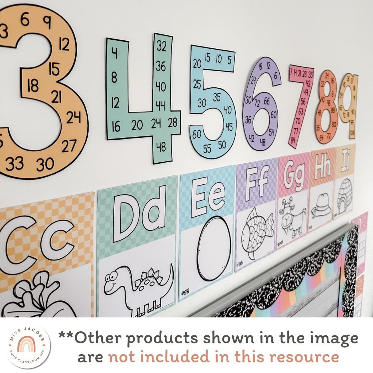 Cutesy Skip Counting Posters, 1-12 Large Number Display Math Posters ...