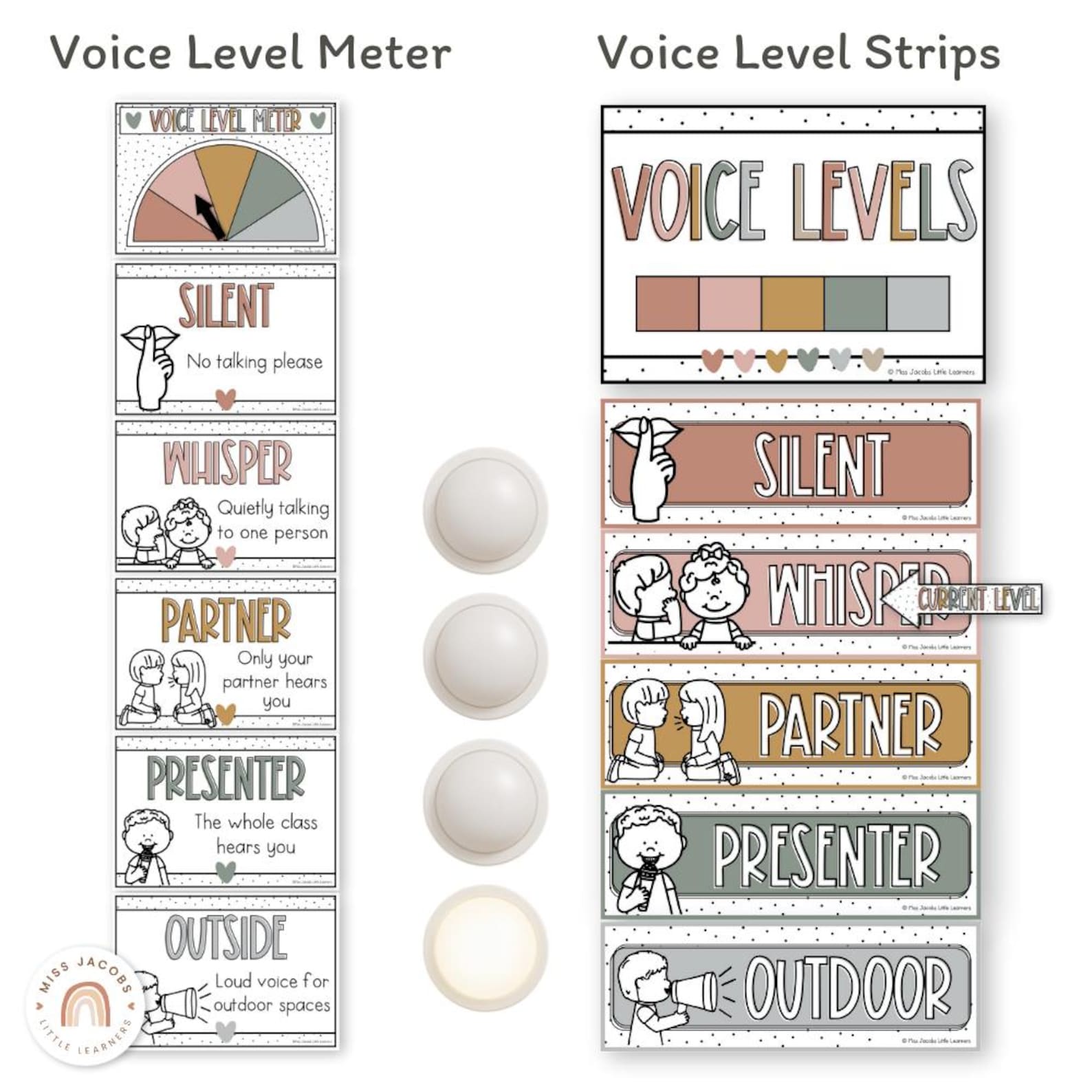 Spotty Boho Voice Noise Level Display | EDITABLE Classroom Teacher ...