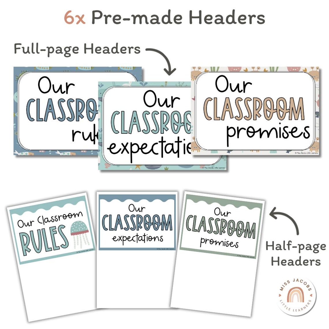 Classroom Rules Posters for Classroom Management | Cute Sea Life Decor ...