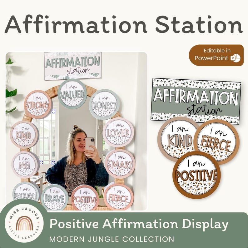 Affirmation Station | MODERN JUNGLE | Classroom Decor | Editable - Etsy