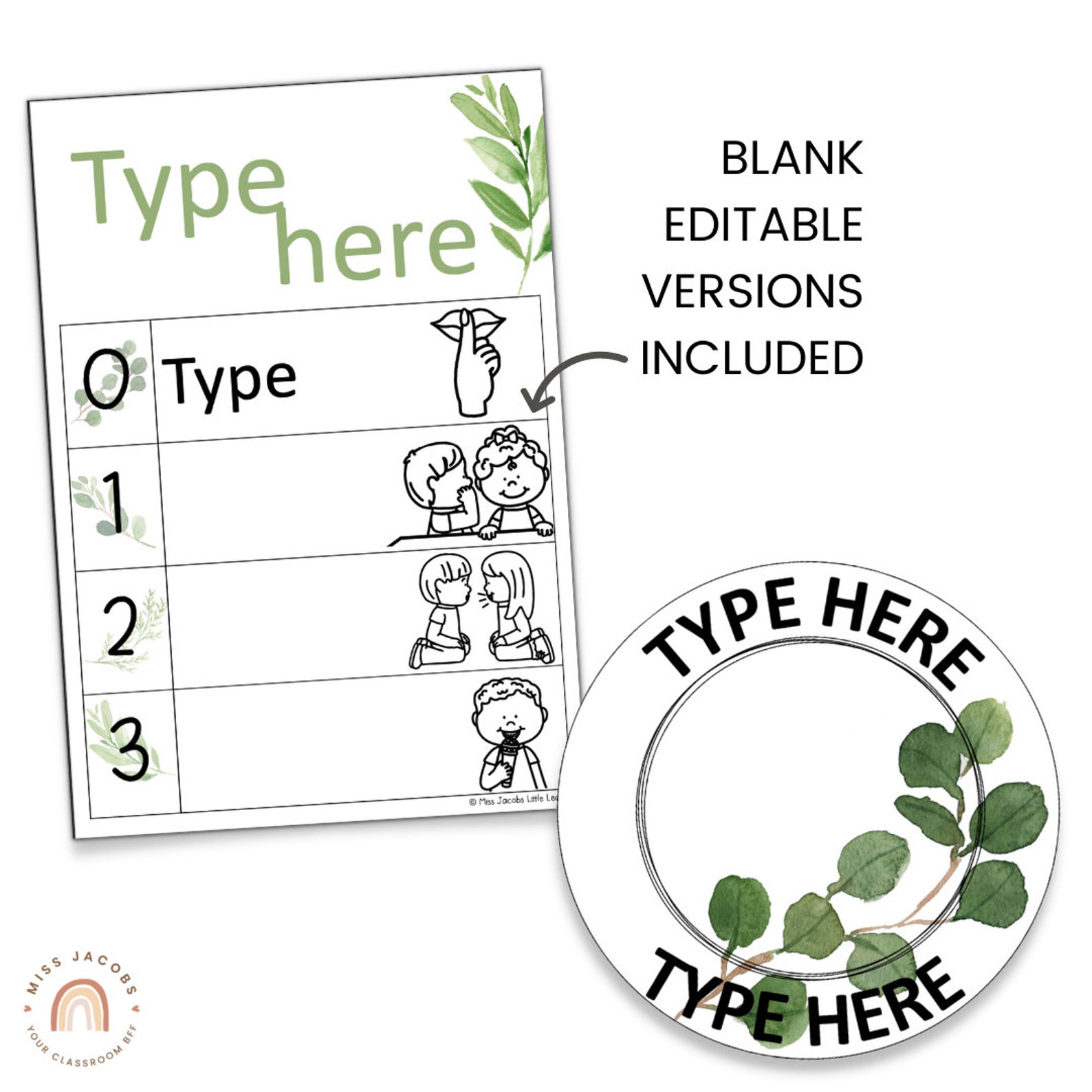 Botanical Voice Noise Level Display EDITABLE Classroom - Etsy