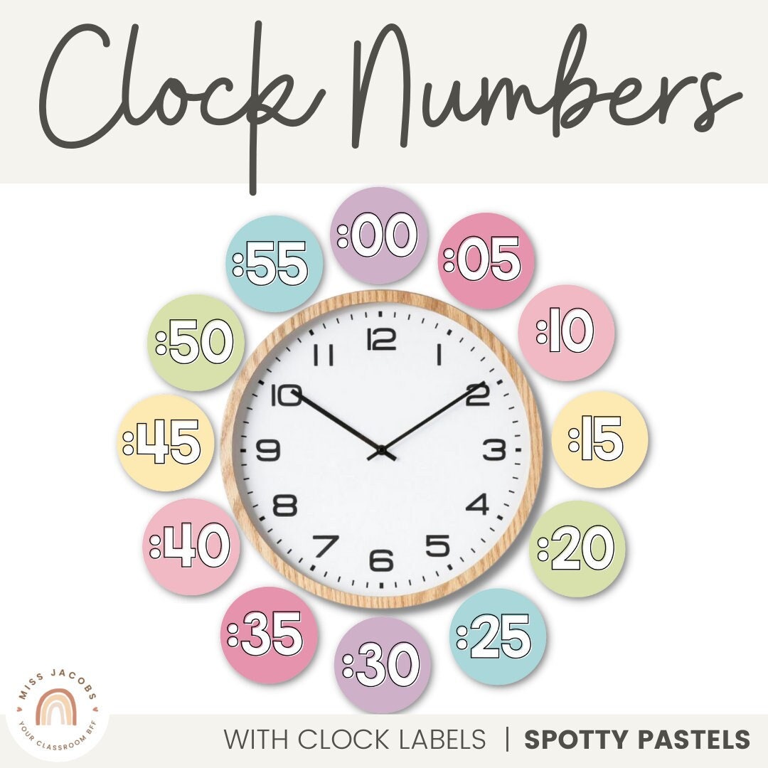 Clock Numbers SPOTTY PASTELS - Etsy