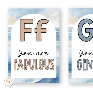 Modern Ocean Affirmation Alphabet Posters, Ocean-theme Prek Elementary ...