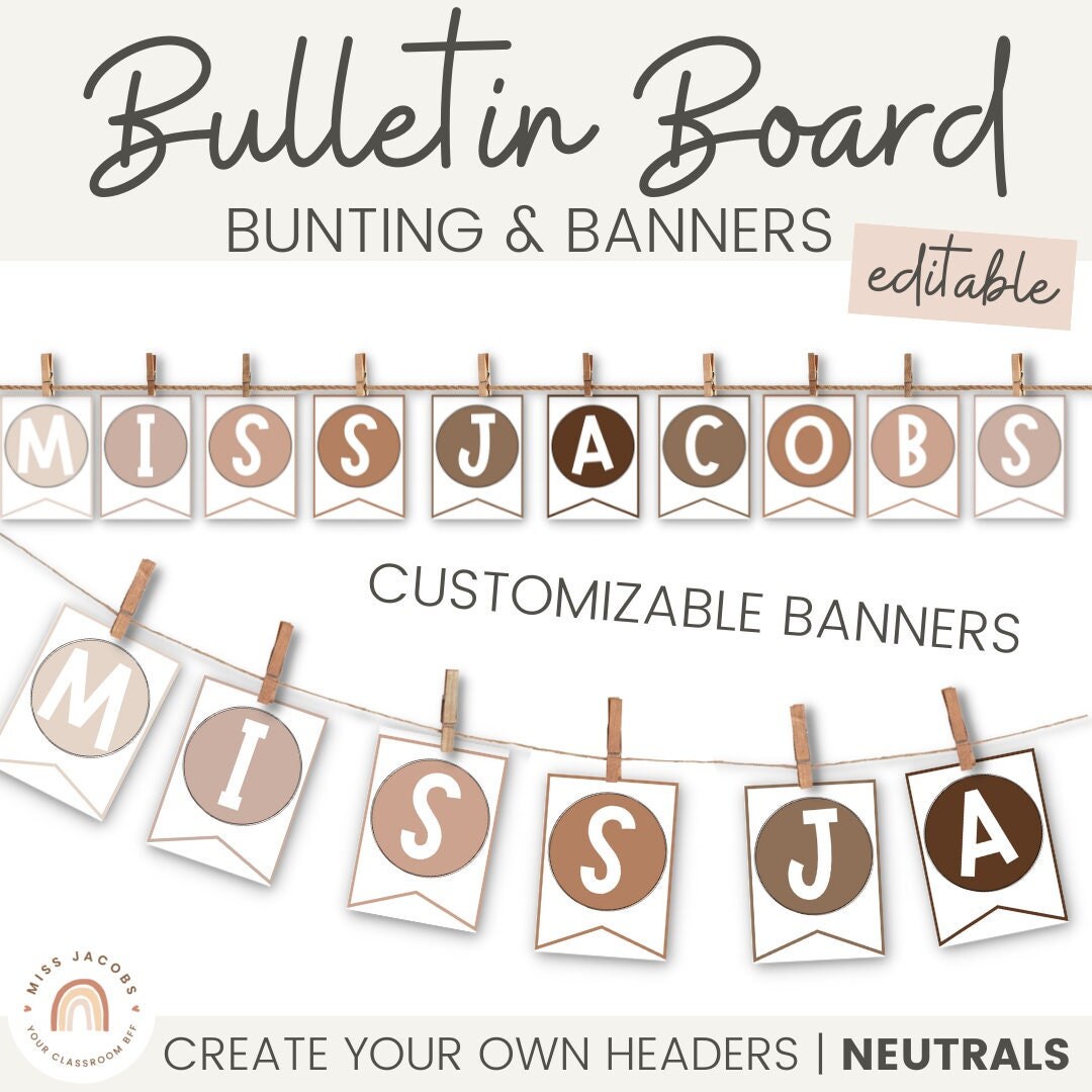 Bulletin Board Bunting | OMBRE NEUTRALS | Editable - Etsy