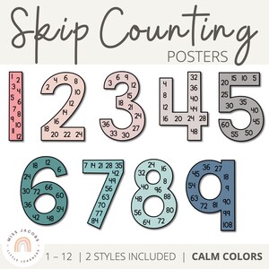 CALM COLORS Math Posters Bundle Modern Rainbow Classroom Decor - Etsy