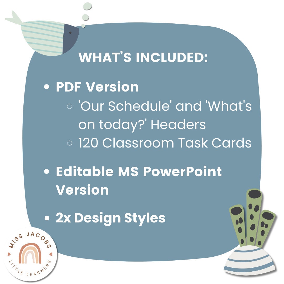 Cute Sea Life Visual Schedule, Editable Classroom Routine Chart, Ocean ...