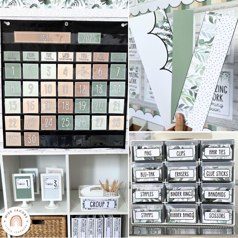 MODERN BOTANICAL Classroom Decor Bundle, Eucalyptus & Botanical Prints ...