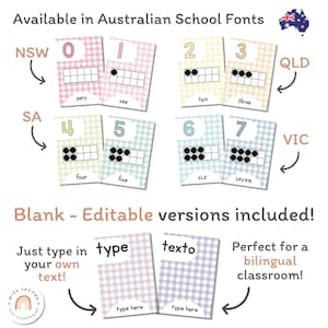 Number Posters With Ten Frames | Daisy Gingham Pastels | Editable Decor ...