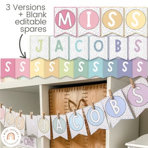 Bulletin Board Bunting | SPOTTY PASTELS Classroom Decor | Editable - Etsy